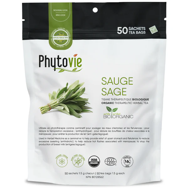 PHYTOVIE - TISANE SAUGE (MAUX D'ESTOMAC ET FLATULENCE) BIO - 50 SACHET ...